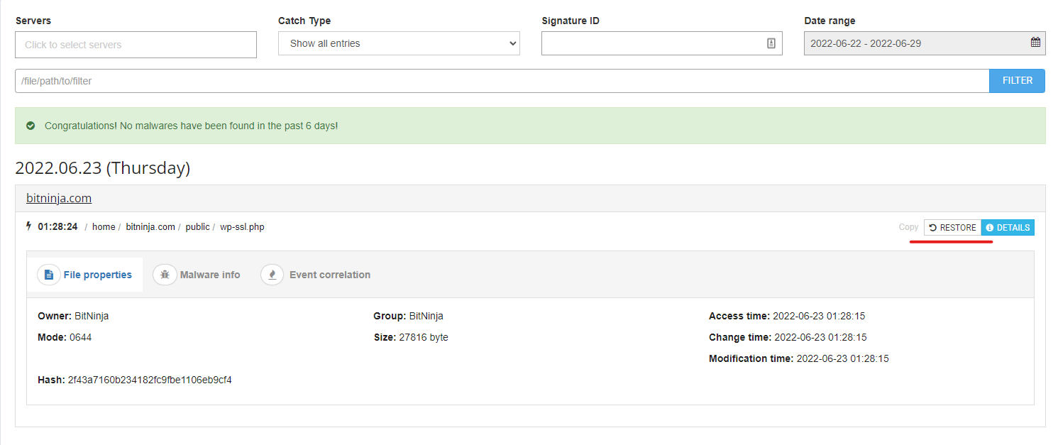 Malware Detection - Set up, schedule, catch and quarantine with BitNinja